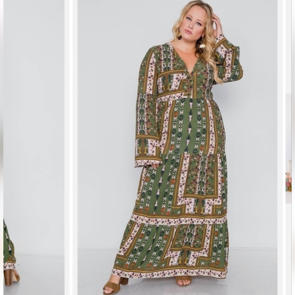 Altar'd State | Dresses | Small Alterd State Olive Green Flowy Boho ...